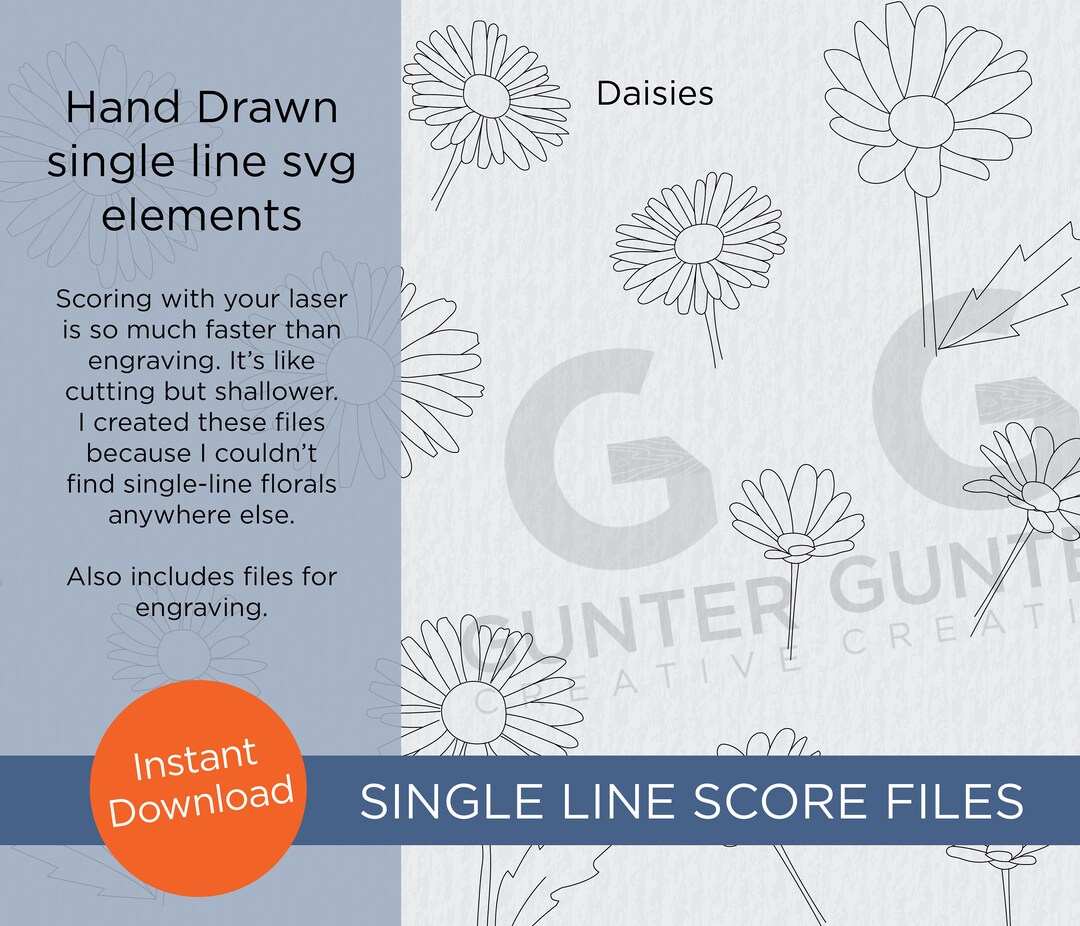 Daisy - Single Line Score Elements SVG, PDF - Etsy