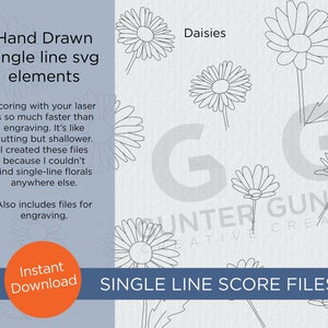 Daisy - Single Line Score Elements SVG, PDF - Etsy