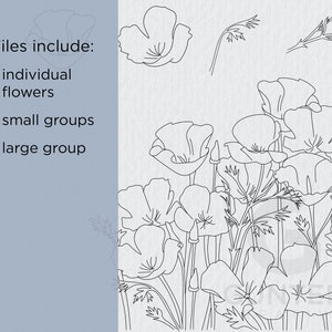 Poppies - Single Line Score Elements SVG, PDF - Etsy