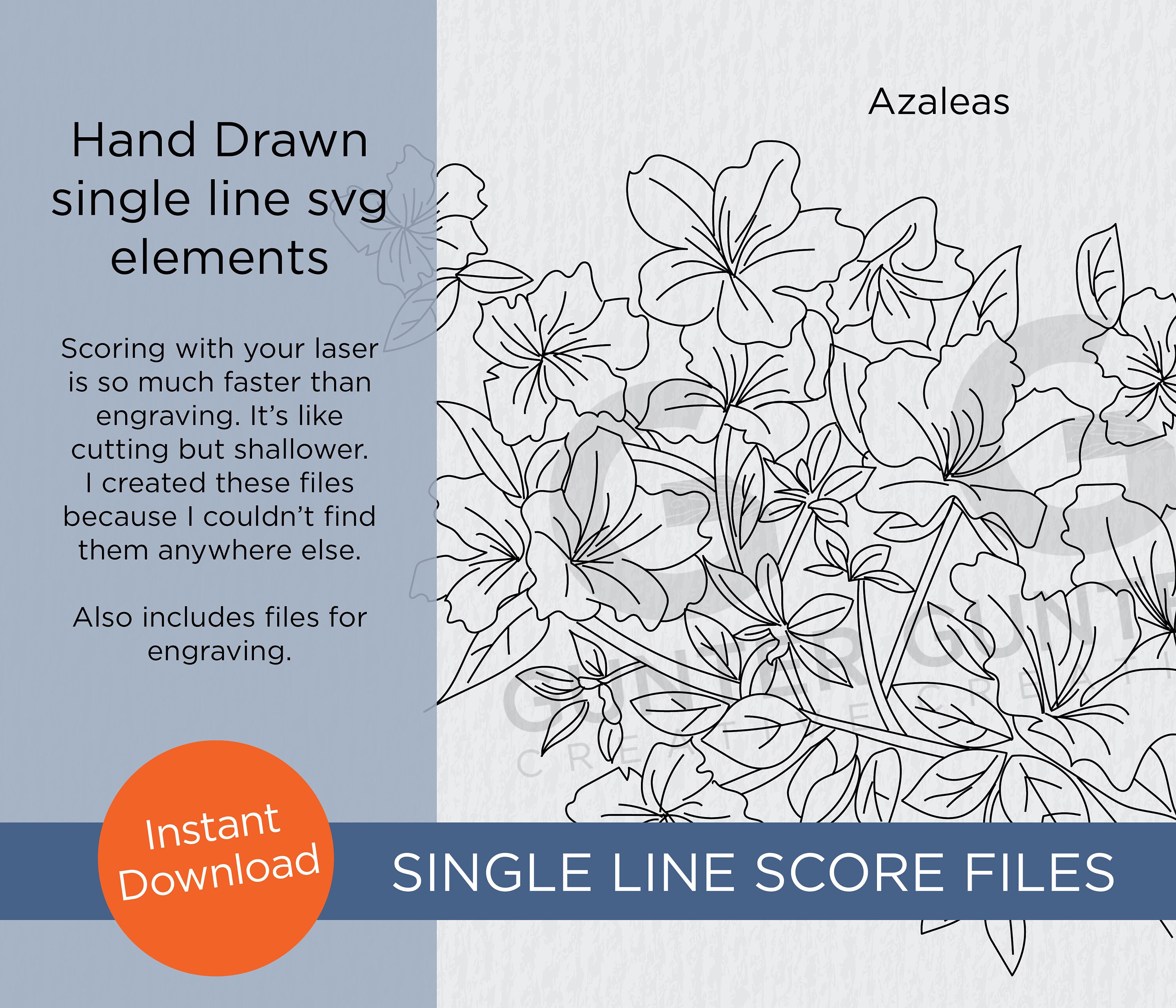 Azaleas Single Line Score Elements SVG PDF - Etsy