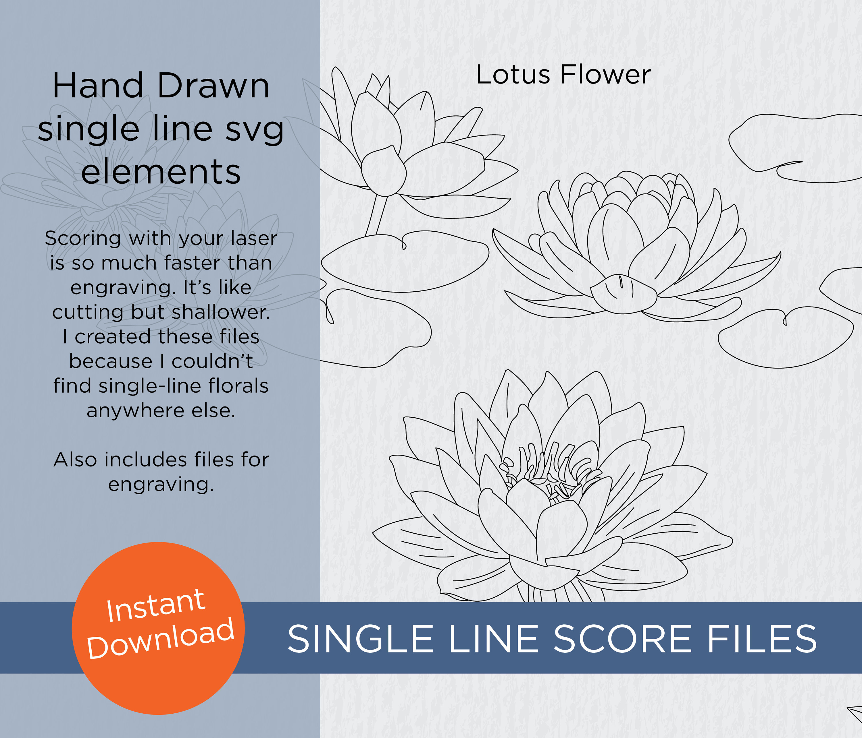 Lotus Flower - Single Line Score Elements SVG, PDF - Etsy