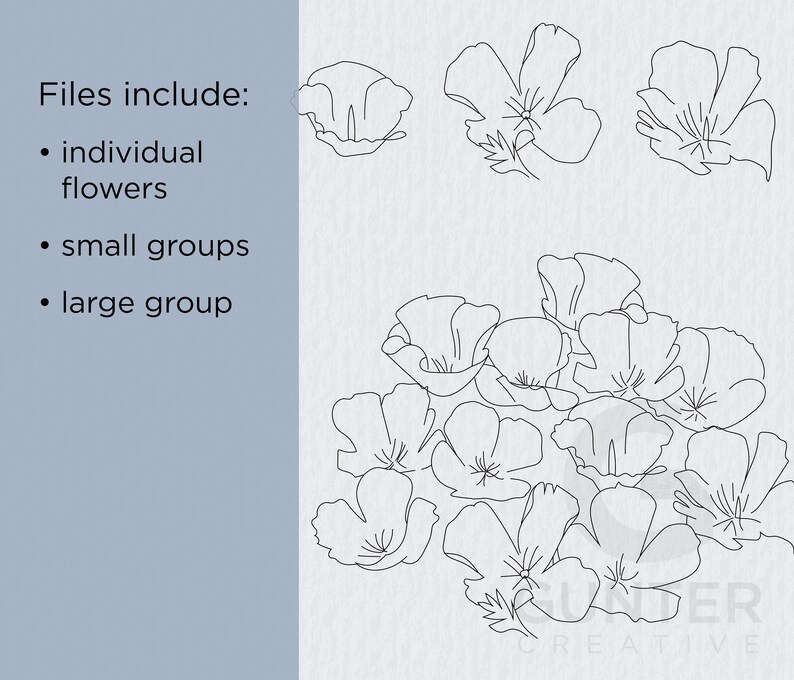 Poppies Single Line Score Elements SVG PDF - Etsy