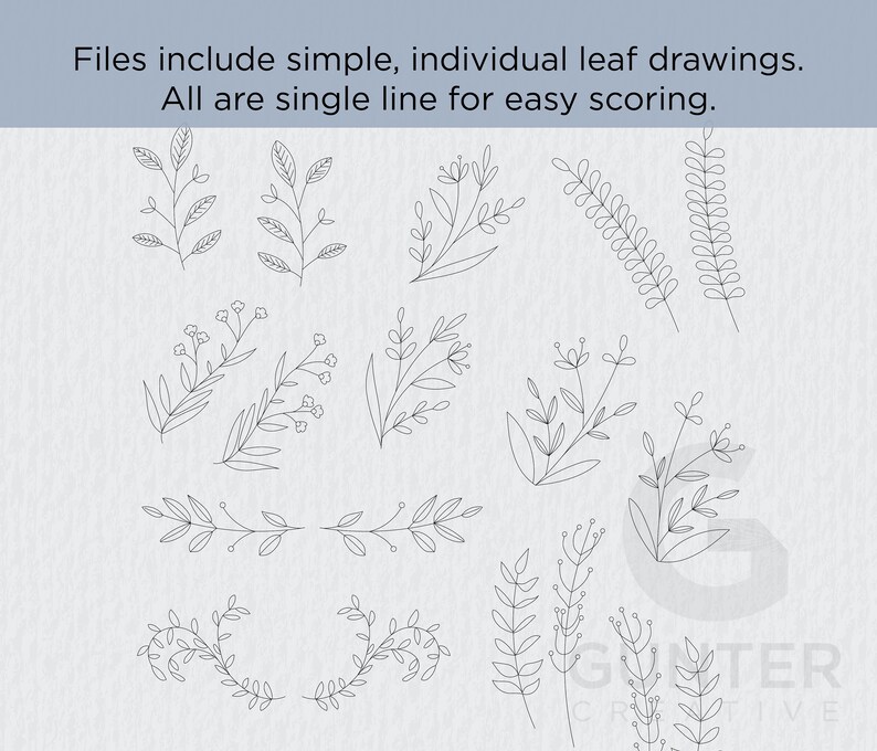 Simple Leaves Single Line Score Elements SVG PDF - Etsy
