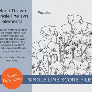 Poppies - Single Line Score Elements SVG, PDF - Etsy