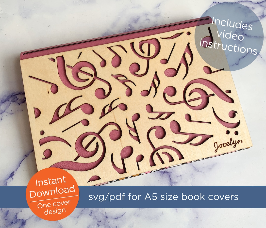 Music Notes Design Book Covers, SVG/PDF File for Laser, Sketchbook ...