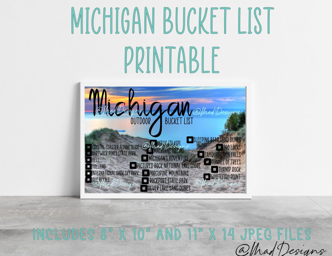 Michigan Outdoor Bucket List Printable - Etsy