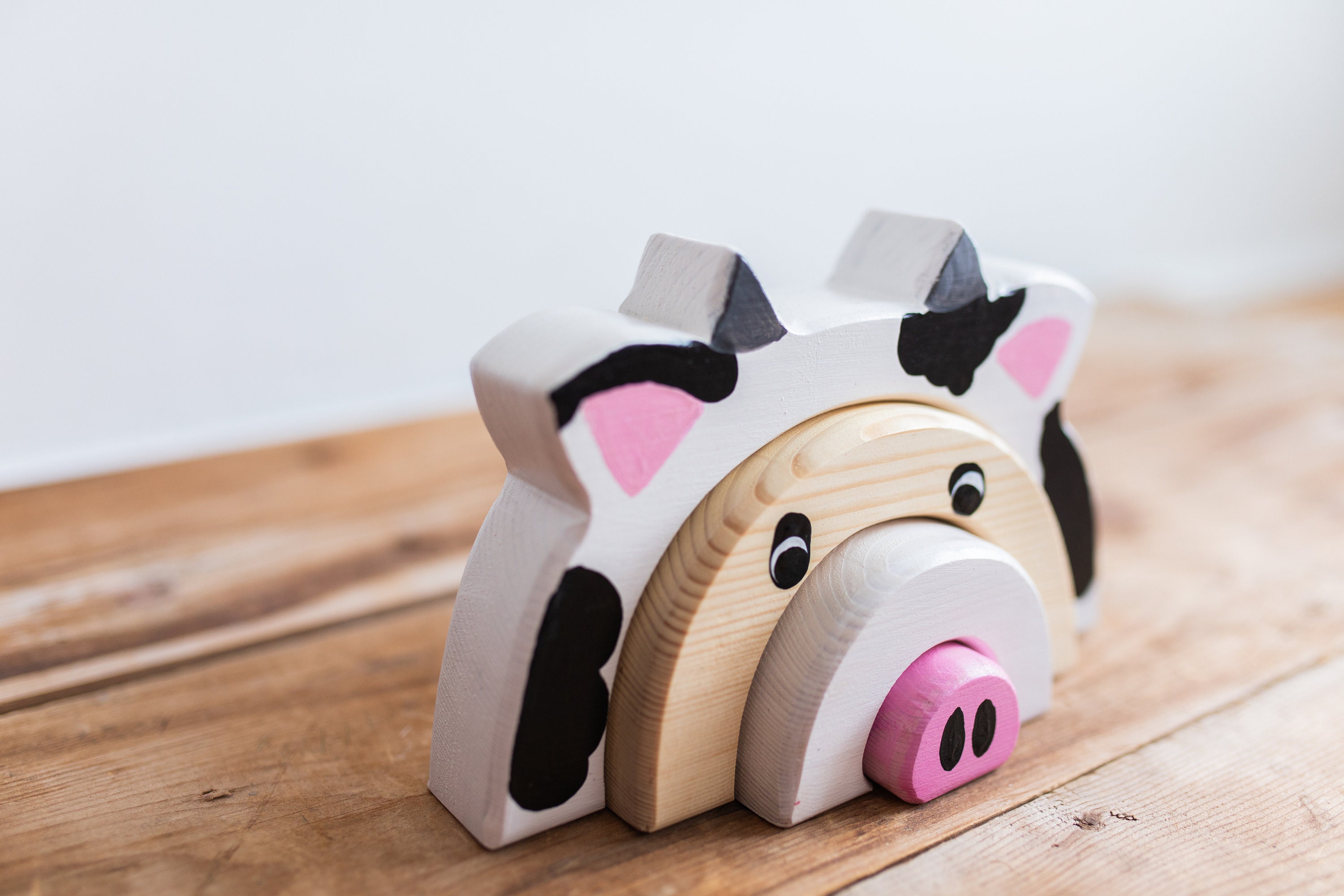 Wooden Cow Puzzle Wooden Toy Nesting Puzzle Cow Stacker | Etsy UK