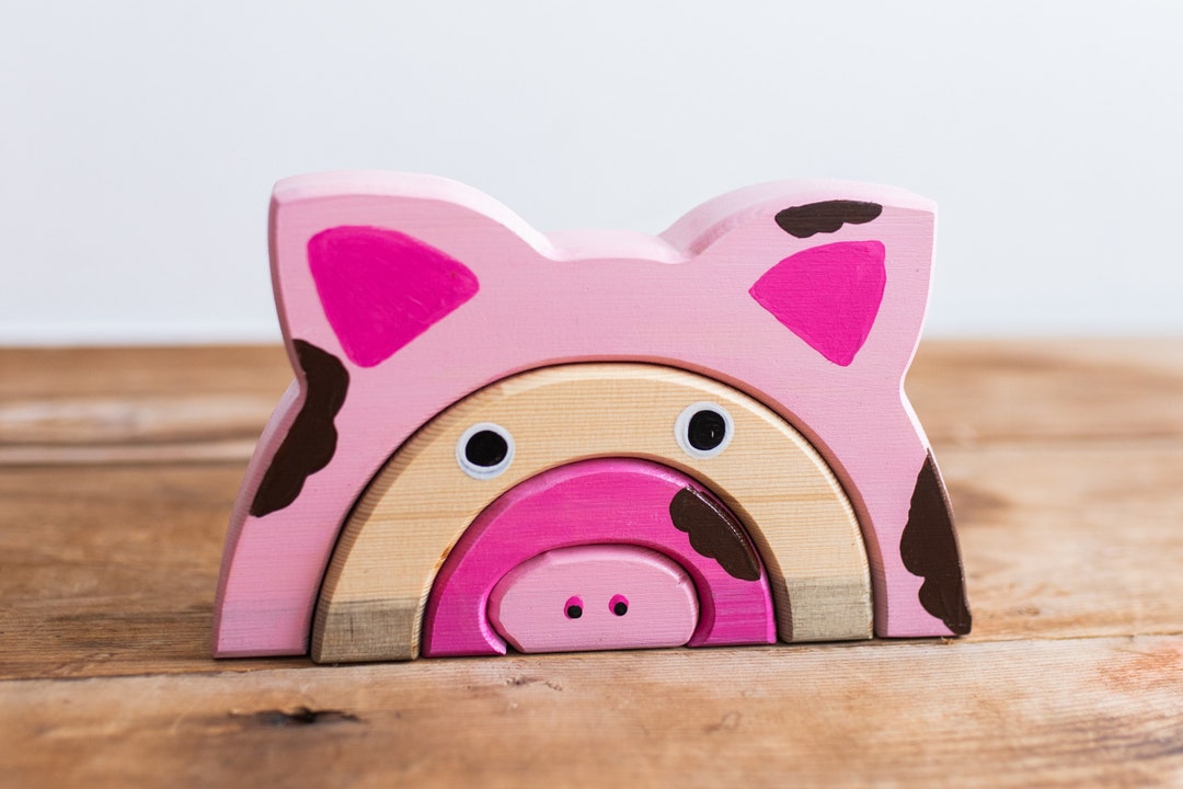Wooden Toy Puzzle Wooden Pig Stacking Puzzle Toy Nesting Puzzle Gift ...