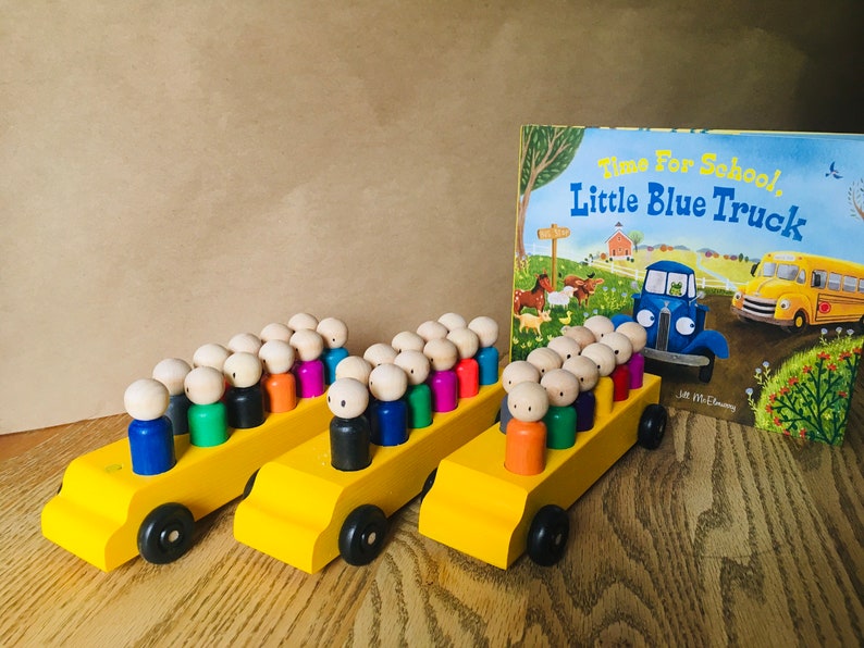 Wooden School Bus Toy | School Bus | Bus With Peg People | Wooden Bus ...
