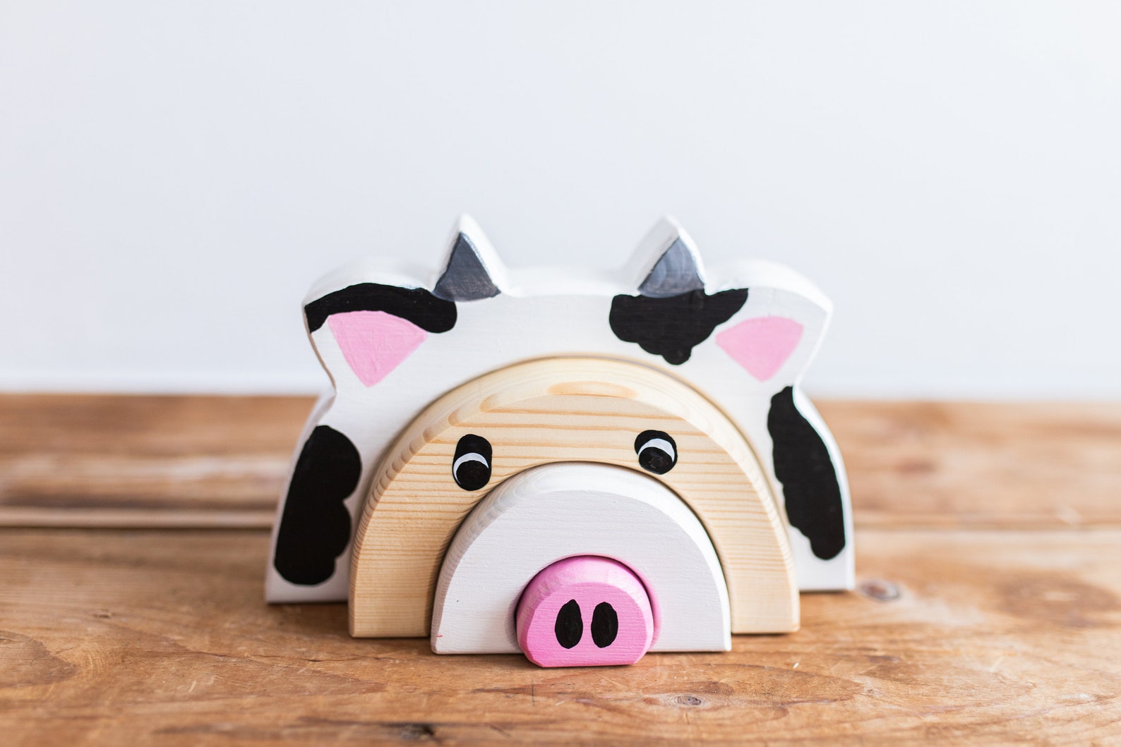 Wooden Cow Puzzle Wooden Toy Nesting Puzzle Cow Stacker | Etsy UK