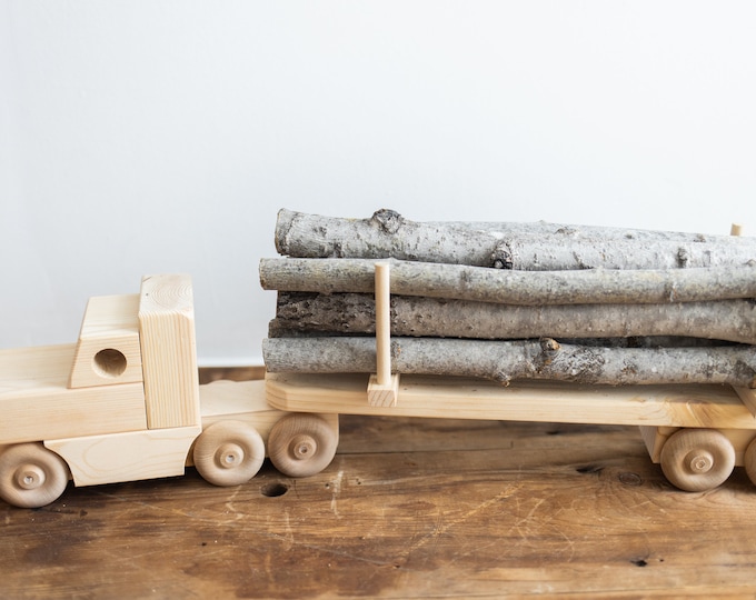 Logging Truck Large Handcrafted Wooden Logging Truck - Etsy