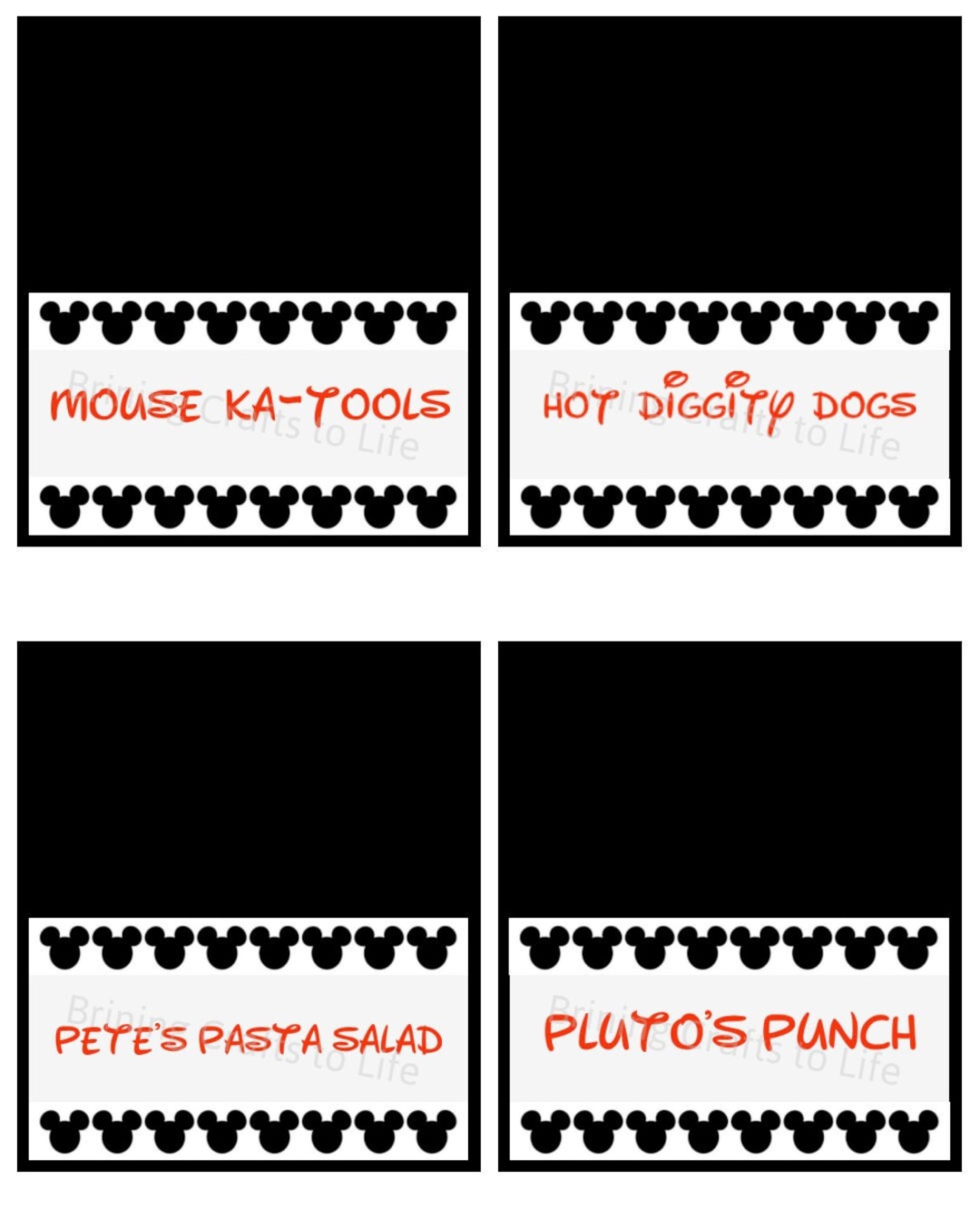 Mickey Mouse Personalized Birthday Place Cards Food Labels Party ...