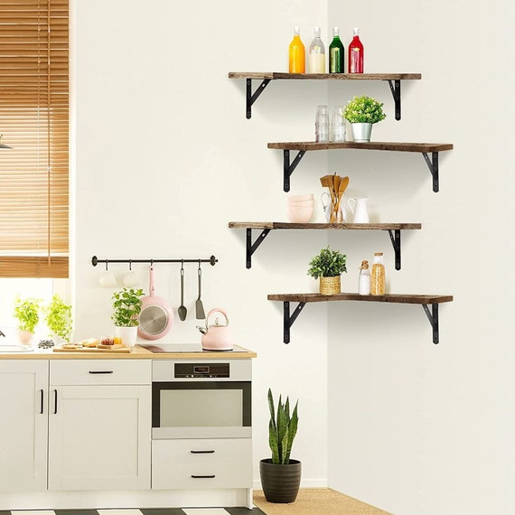Corner Wall Mounted Kitchen Shelves