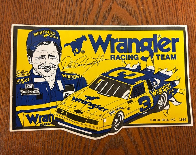 NOS Vintage Nascar 1986 Dale Earnhardt Sr. #3 Wrangler Racing Sticker ...