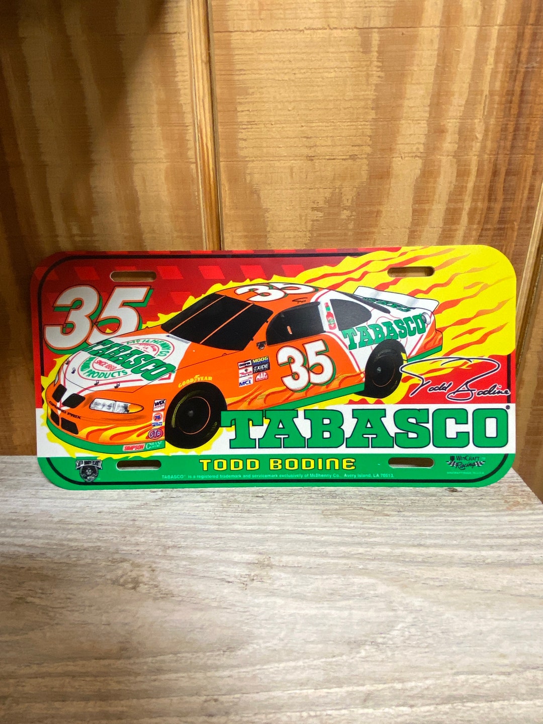 Vintage Nascar Todd Bodine/tabasco #35 License Plate - Etsy