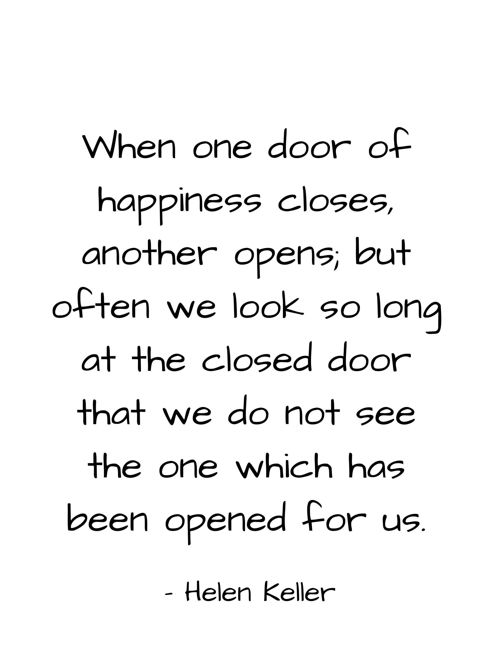 When One Door of Happiness Closed, Another Opens, Printable Wall Art ...