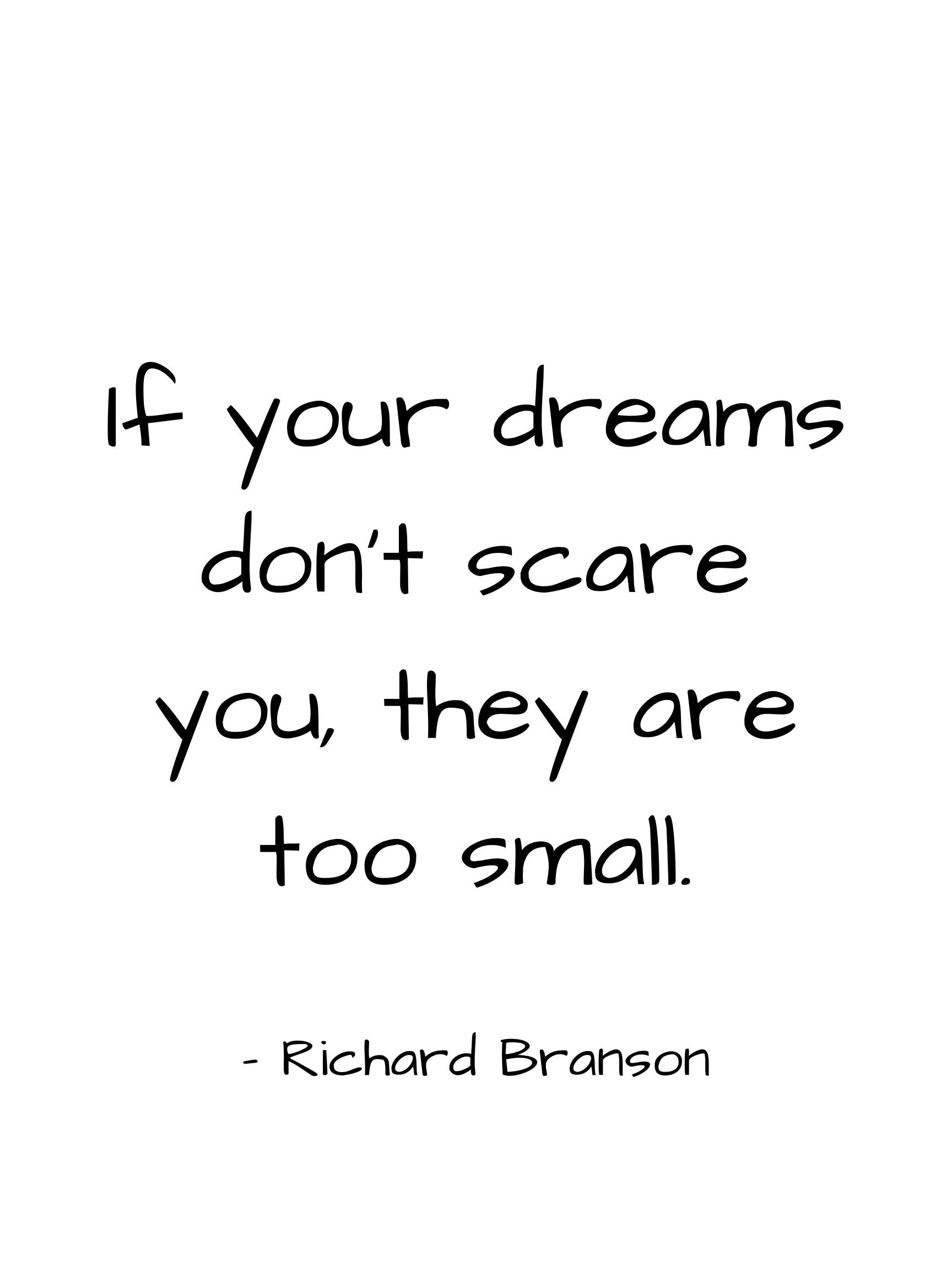 If Your Dreams Don't Scare You, They Are Too Small, Printable Wall Art ...