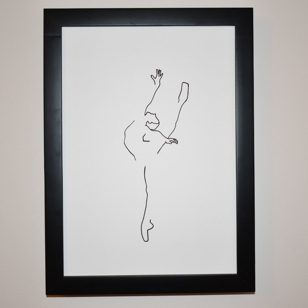 Ballerina Hand Drawn Line Drawing Dancer En Pointe, Arabesque Position ...