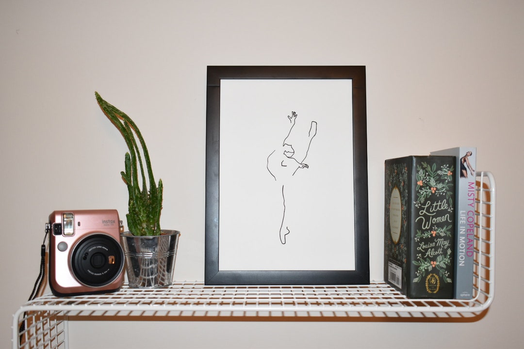 Ballerina Hand Drawn Line Drawing Dancer En Pointe, Arabesque Position ...