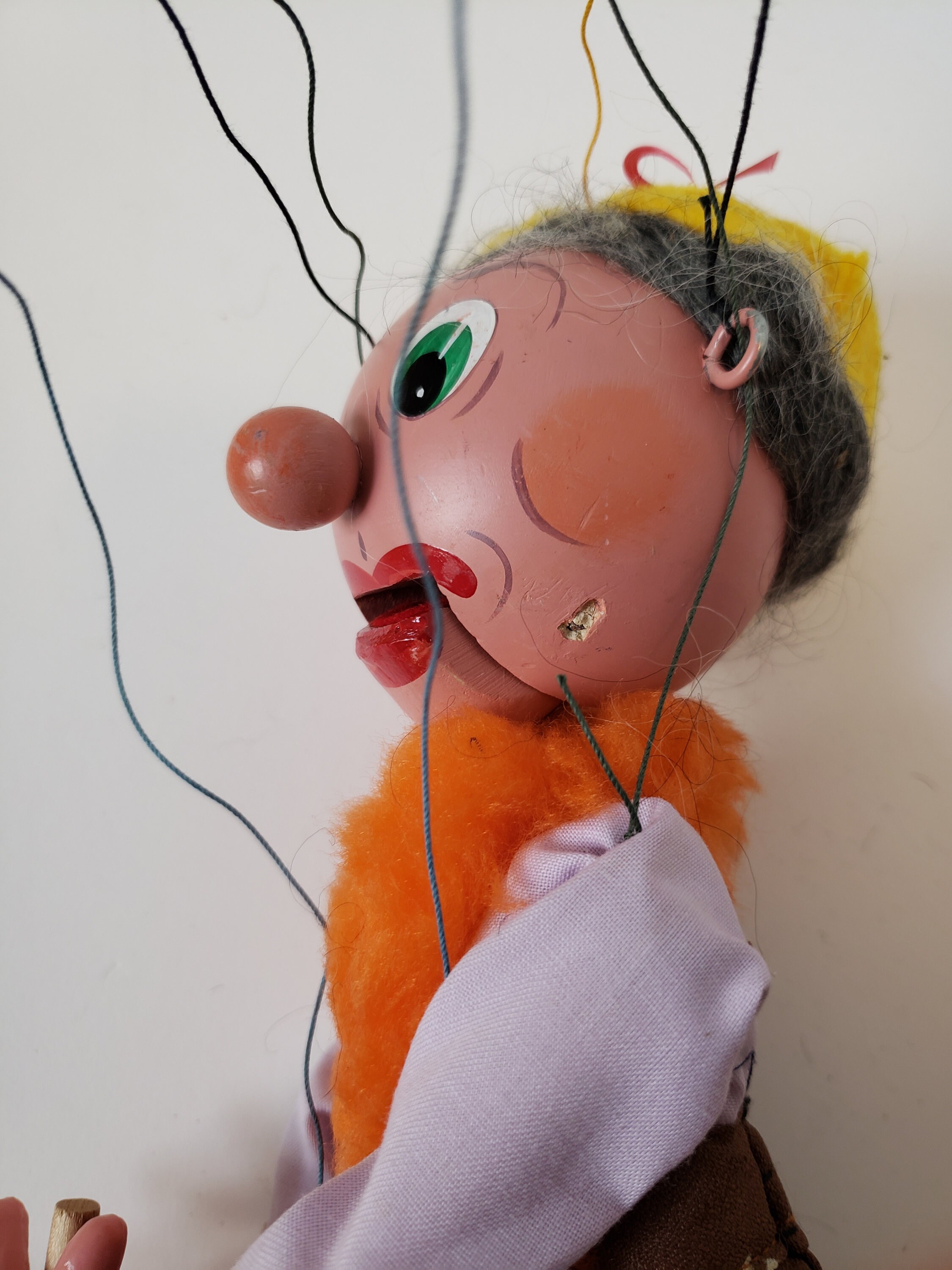 Vintage Pelham Puppets Marionette: SM7 OLD LADY with bucket and mop ...