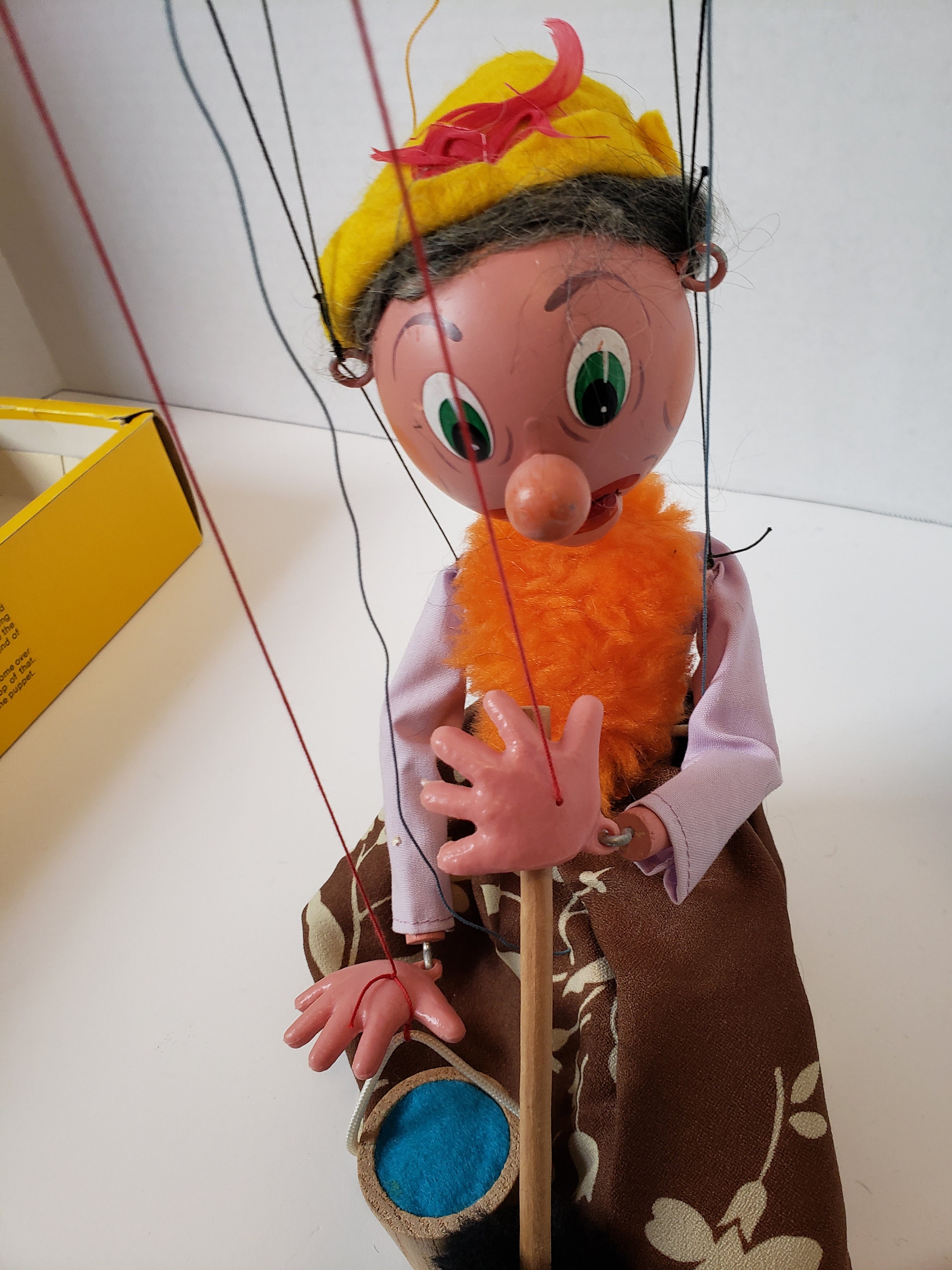 Vintage Pelham Puppets Marionette: SM7 OLD LADY with bucket and mop ...