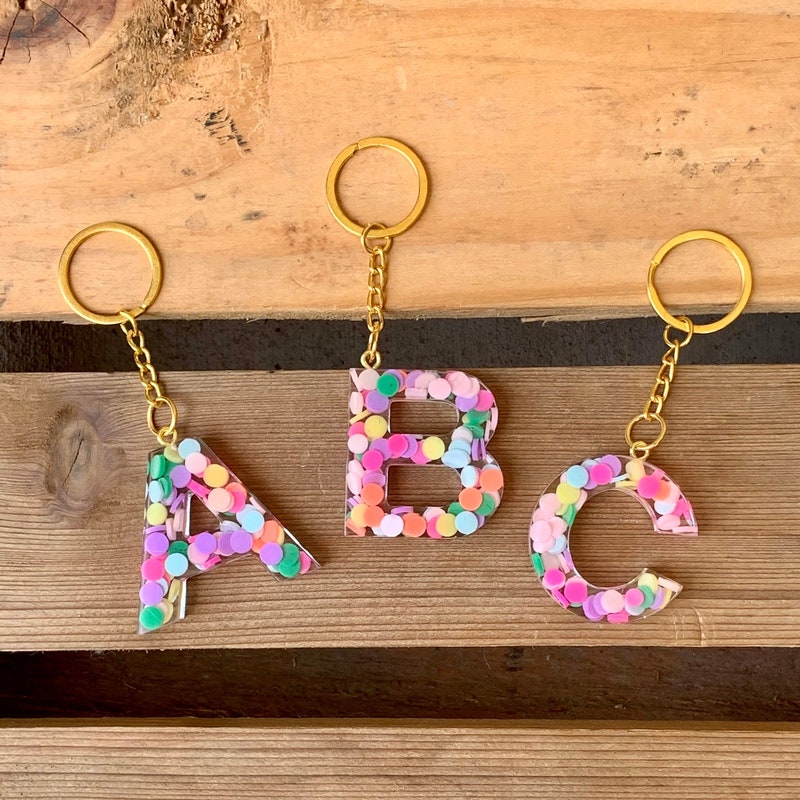 Resin Letter Keychain - Etsy