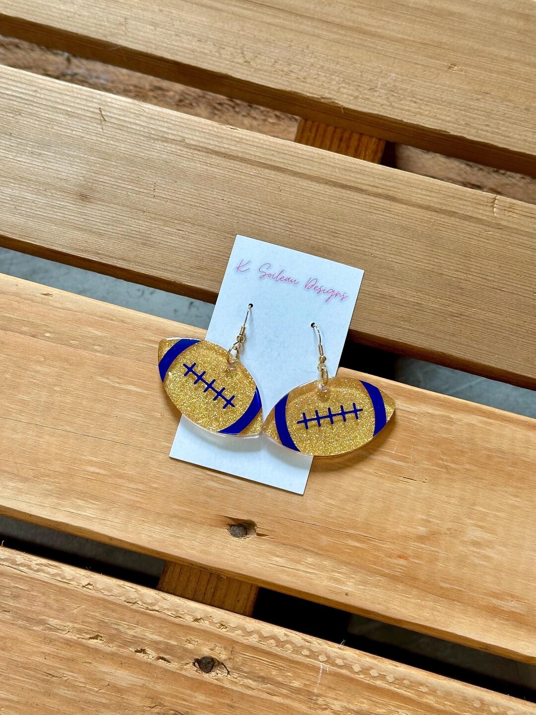 Gold Glitter Football Earrings: Game Day Jewelry - Etsy