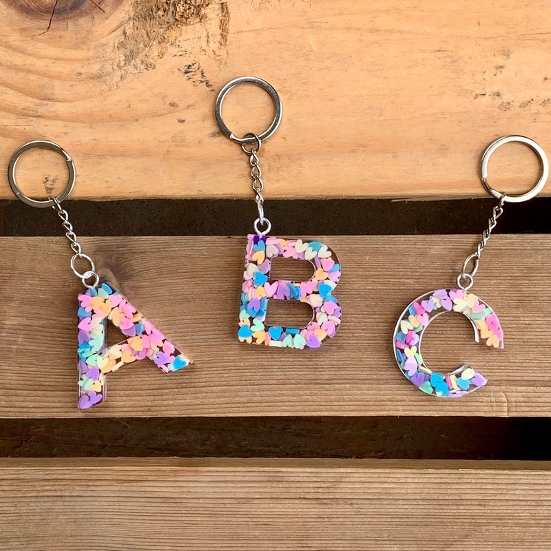 Resin Initial Keychain - Etsy