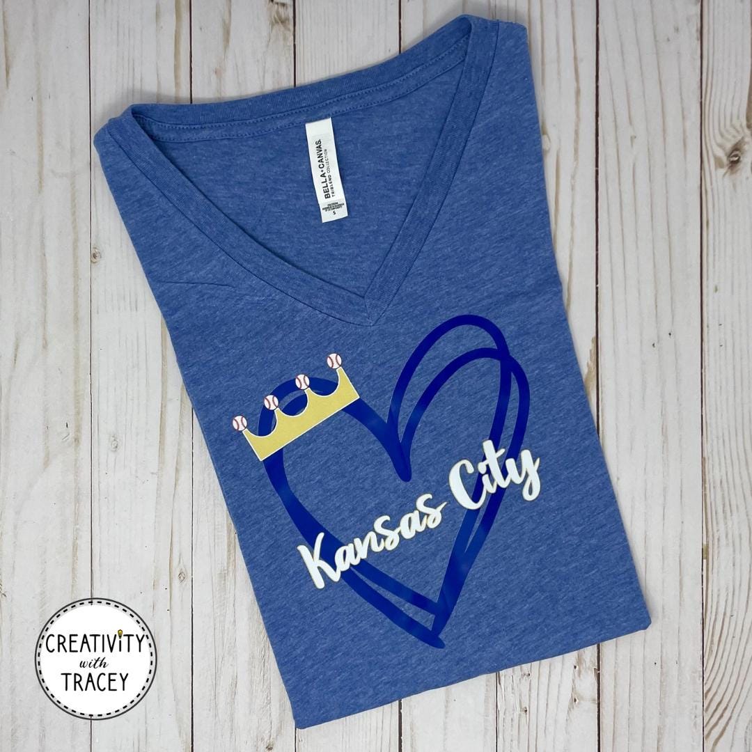 KC Baseball Crown Heart V-neck - Etsy