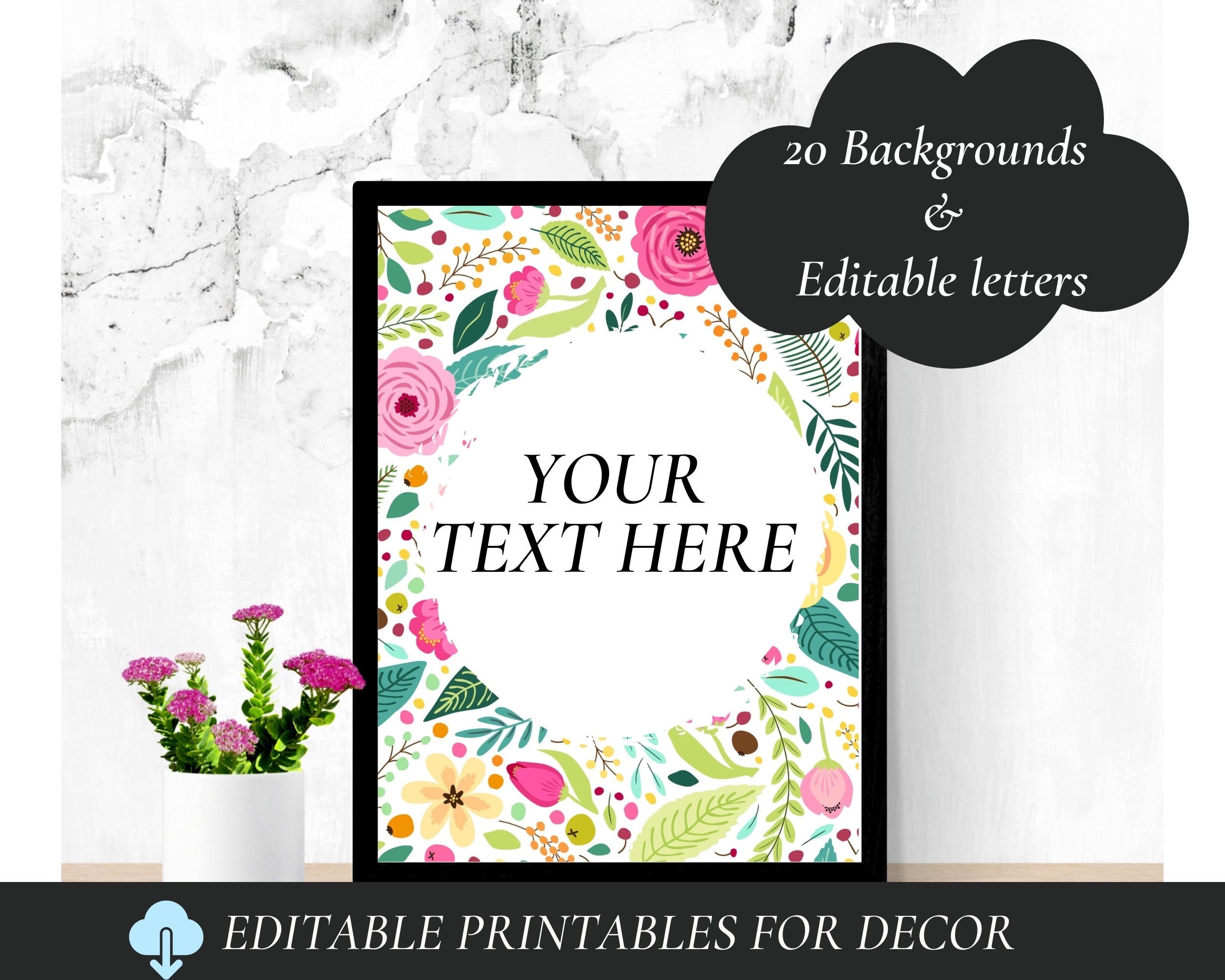 Editable Words Printables, Office Decor, Home, Desk Art, Quotes, Vibes ...