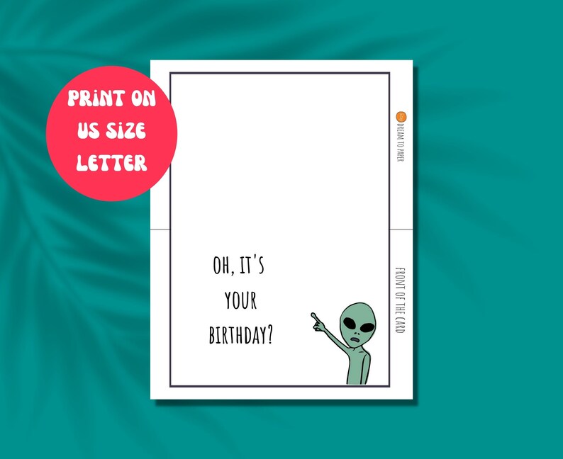 PRINTABLE Birthday Alien Greeting Card / PDF / 7inx5in - Etsy