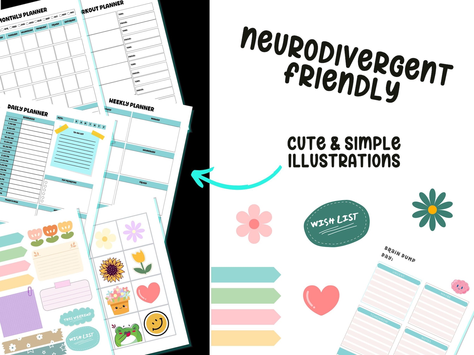 Printable ADHD Planner. Mood Track. Medication Log. Brain - Etsy