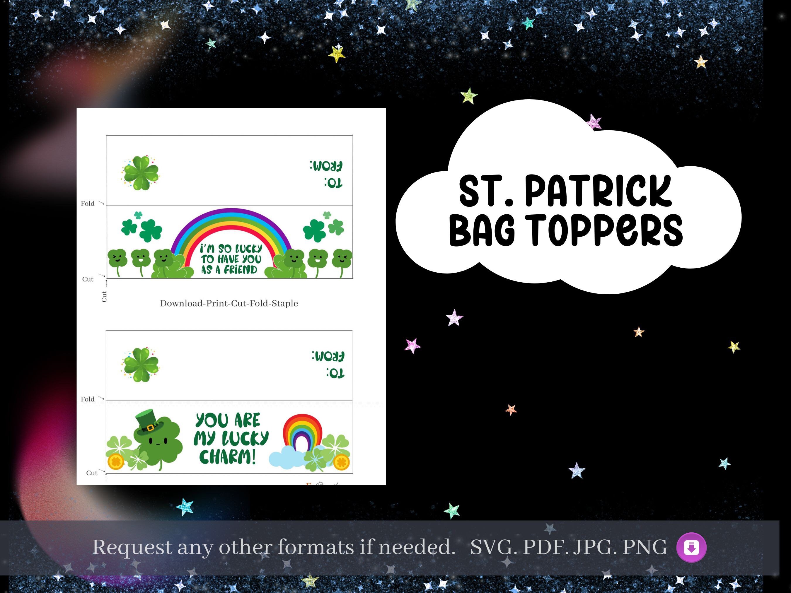 Printable St.patrick Bag Toppers, Cookie Bag, Rainbow, Candy Label ...