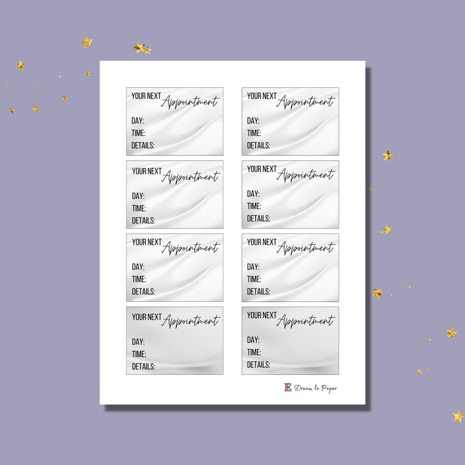 Printable Blank Next Appointment Cards / Generic for All - Etsy