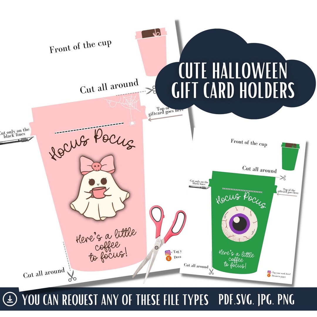Printable Halloween Gift Card Holder. Coffee Gift Cards for - Etsy