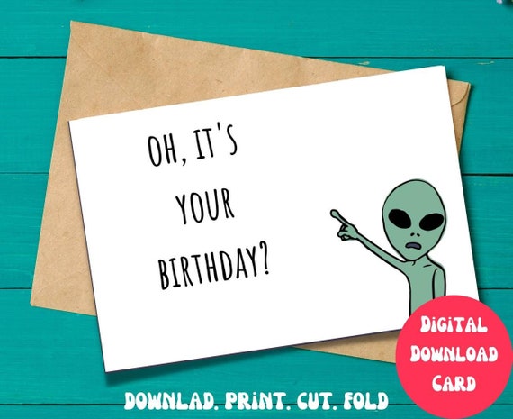PRINTABLE Birthday Alien Greeting Card / PDF / 7inx5in - Etsy