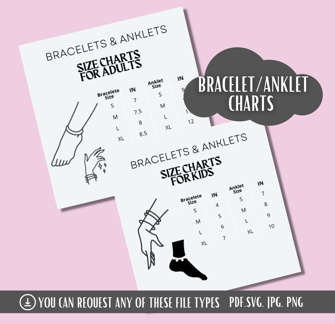 Printable Bracelet / Anklet Size Guides PDF Guides for Small - Etsy