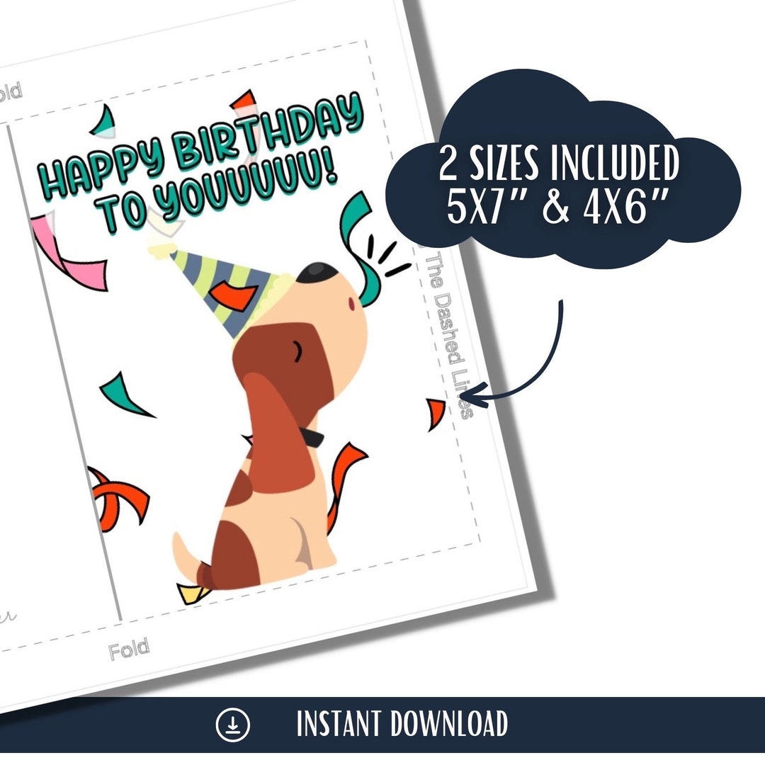 Printable Dog Birthday Card, Printable Birthday Card Funny, Digital ...