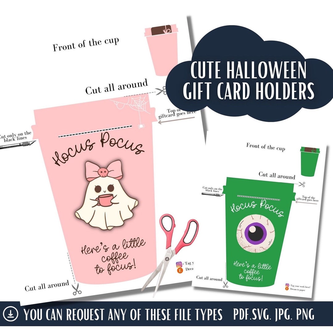 Printable Halloween Gift Card Holder. Coffee Gift Cards for Teachers ...