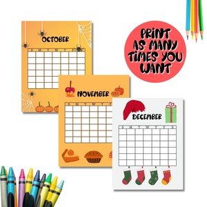 Printable Calendars Perpetual Kids Calendars Undated - Etsy