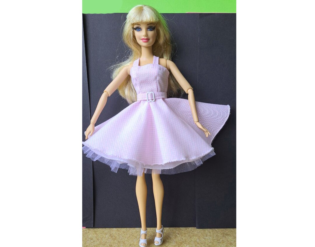 Pink Checkered Dress for a 12 Inch Doll Fluffy Skirt With Petticoat ...
