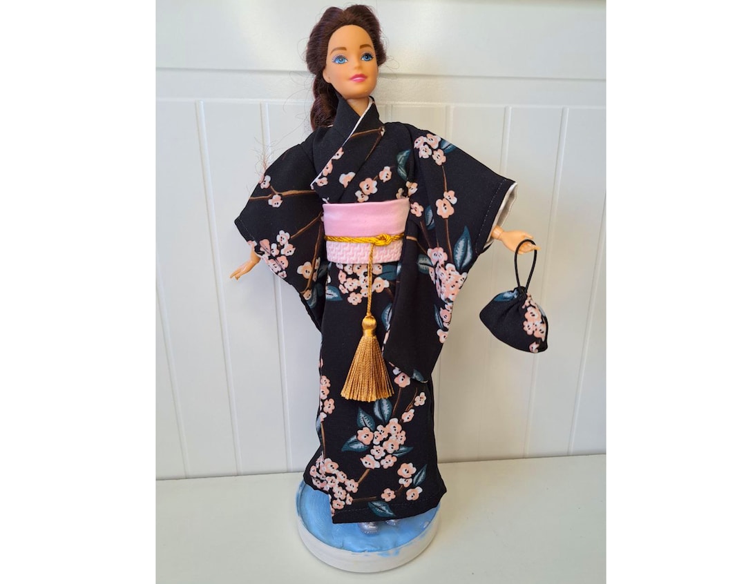 Japanese Dolls Kimono 12 Inch Doll Clothes Handmade Kimono With Sakura ...