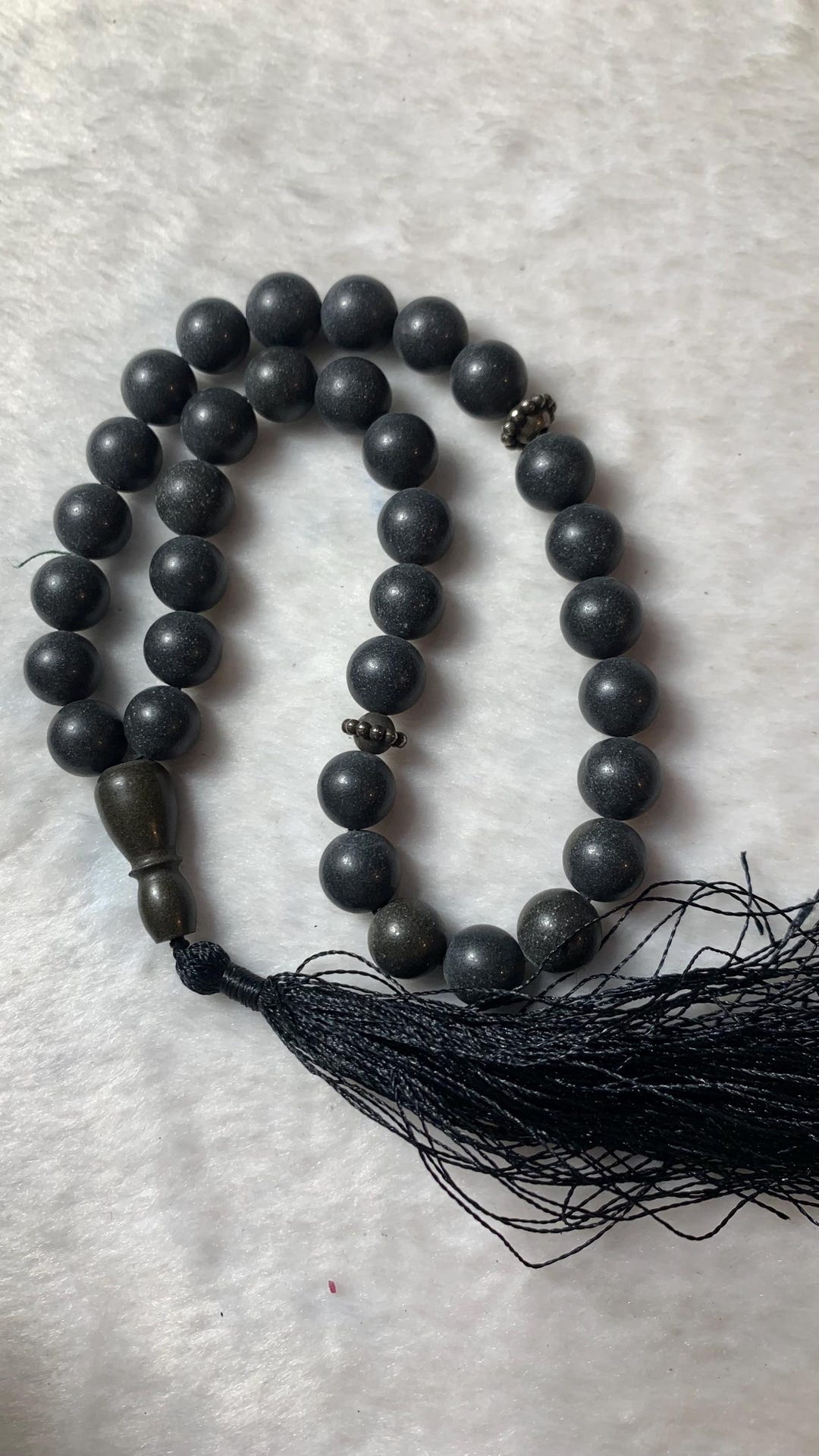 Natural Black Stone Islamic Prayer Beads, Natural Stone Beads, Tasbih ...
