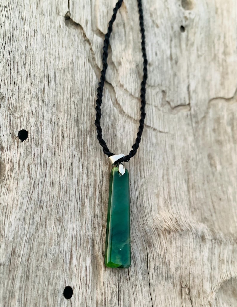 Handmade Greenstone Pounamu Necklace – Maori Jade Pendant, Braided Cord ...