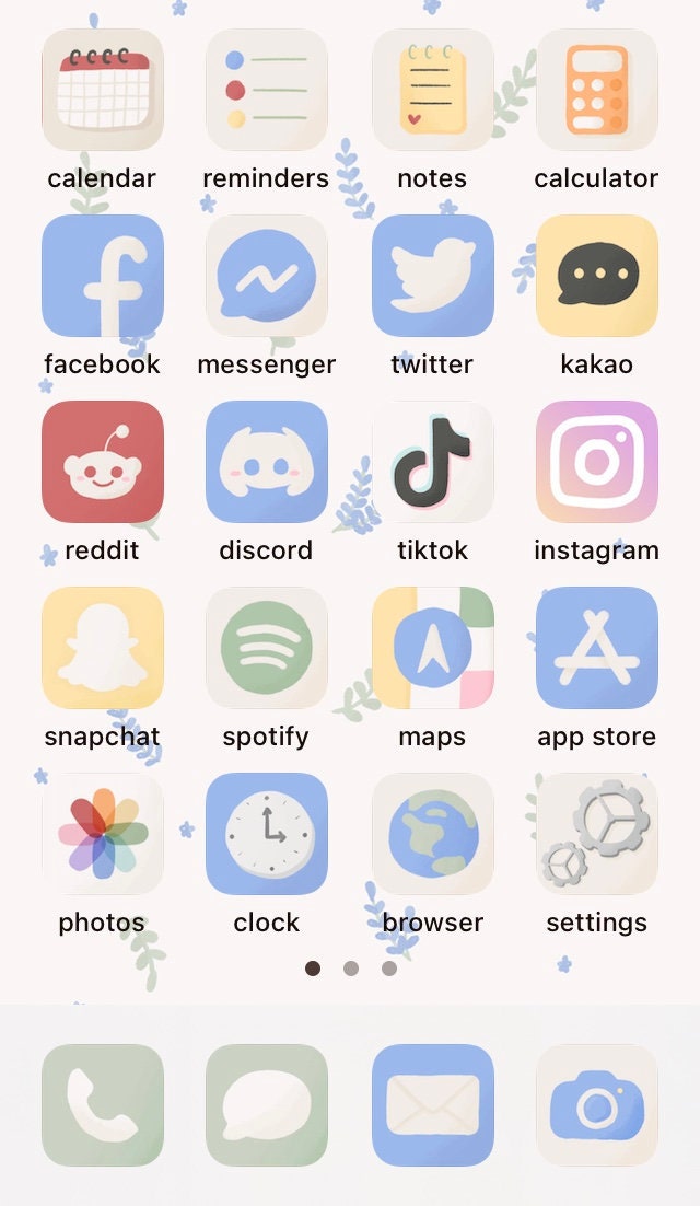 Cute Hand-drawn iPhone App Icon Set iOS 14 & Android | Etsy