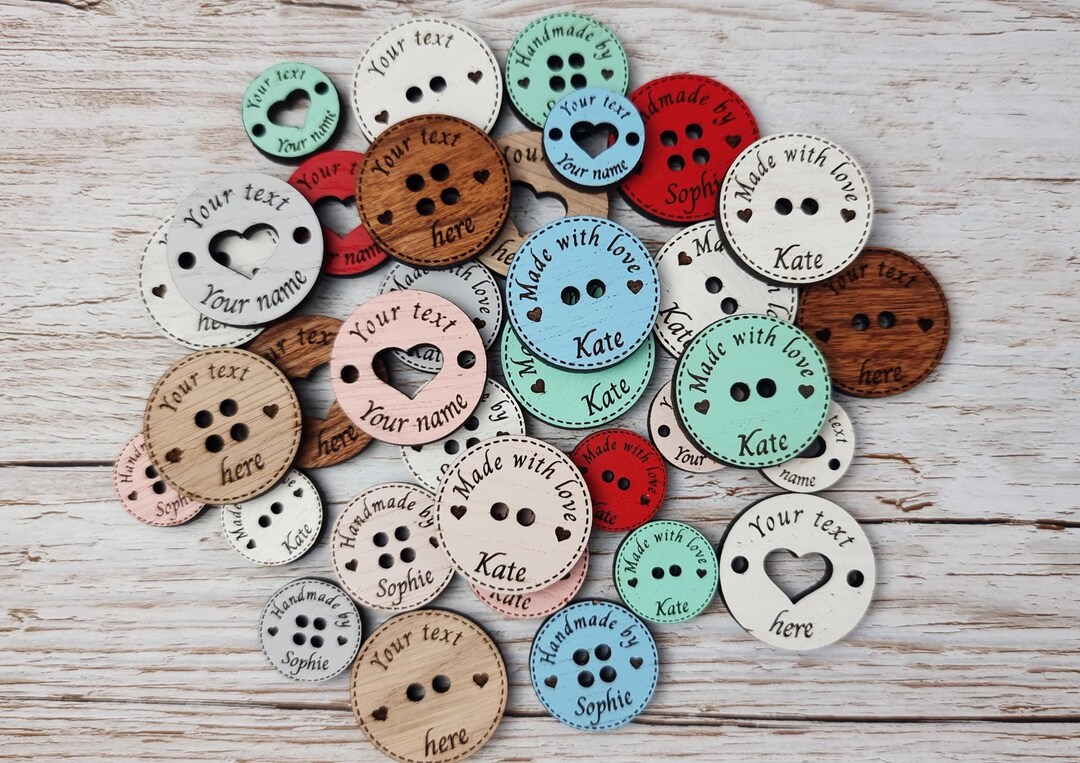 Personalised Wooden Buttons | Handmade Tags | Knitting | Crochet ...