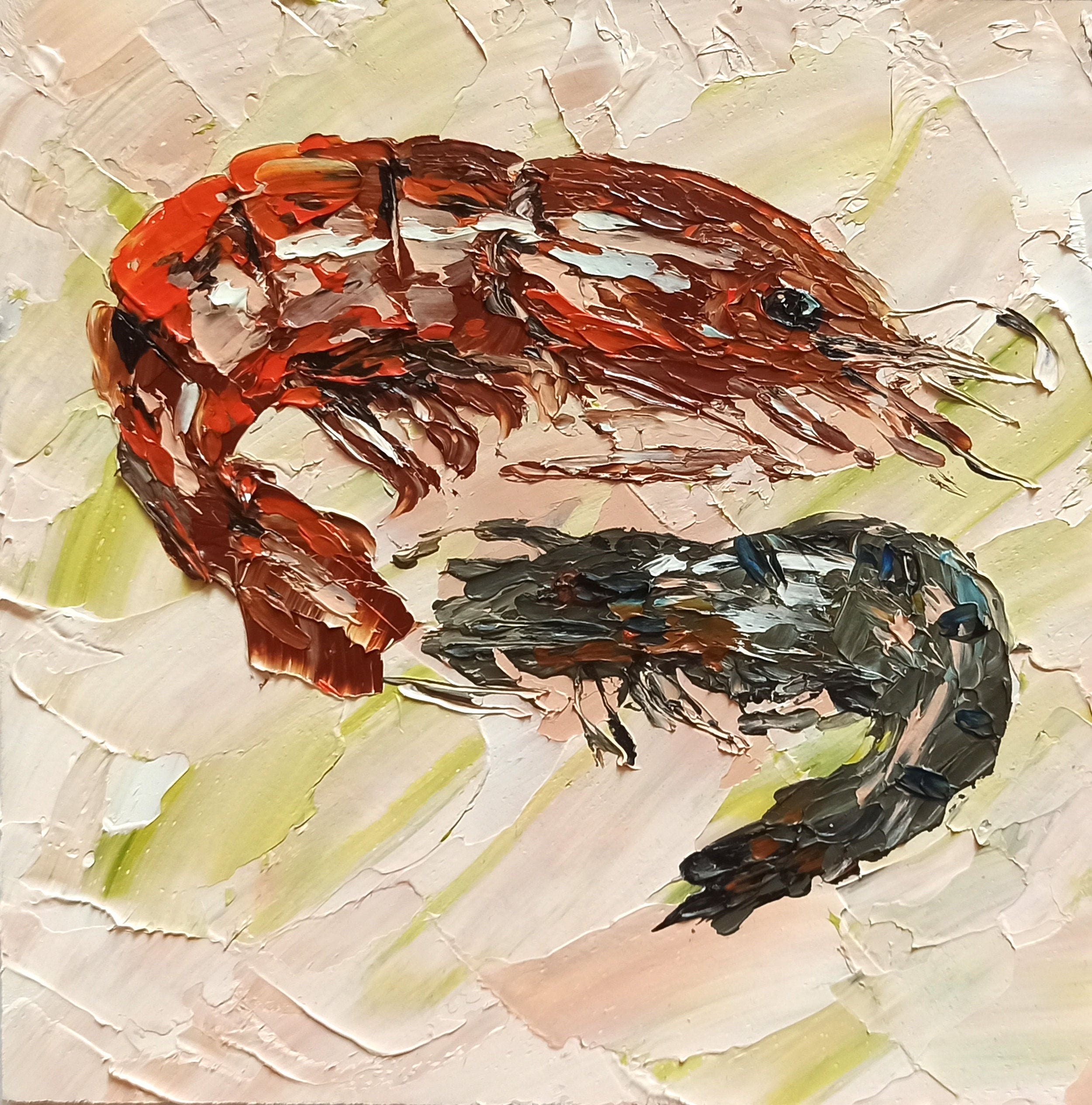 Shrimp Painting Seafood Original Art Coastal Wall Art | Etsy