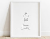 Bishop Chess Piece Line Drawing Chess Wall Art Bishop Line - Etsy