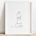 Bishop Chess Piece Line Drawing, Chess Wall Art, Bishop Line Art Poster ...