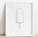 Orange Ice Lolly Line Drawing, Popsicle Line Art, Ice Cream Wall Print ...